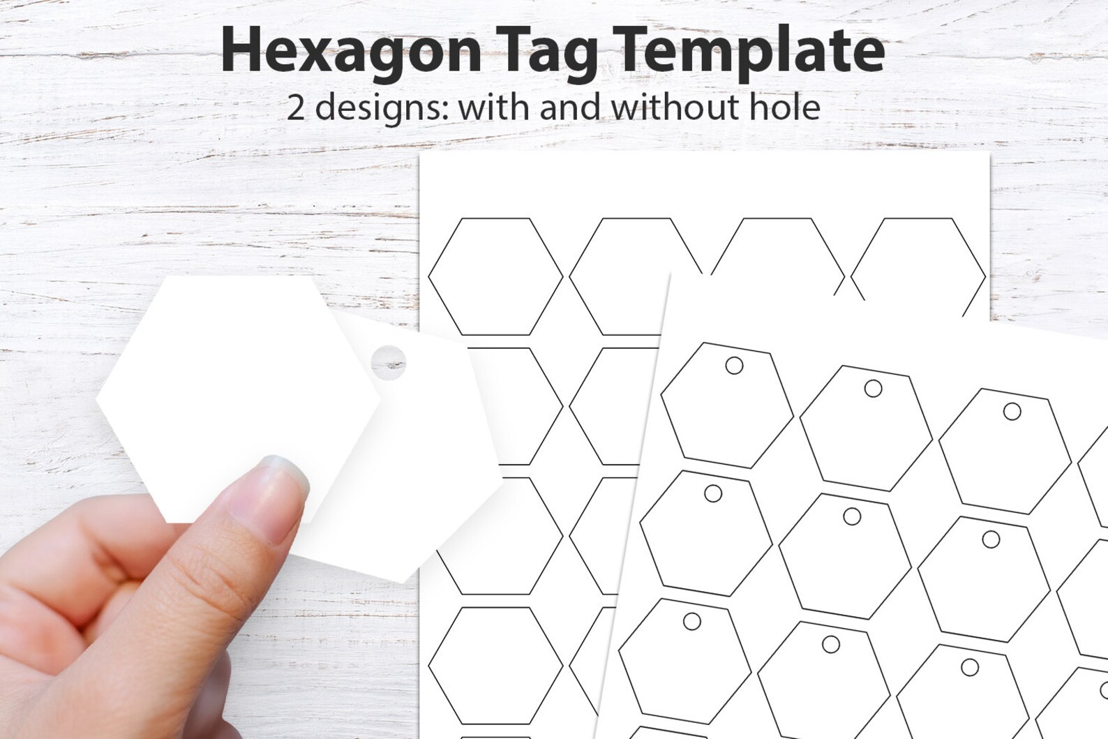 Hexagon Hang Tag Template 2 Hexagon Tags Template - Etsy
