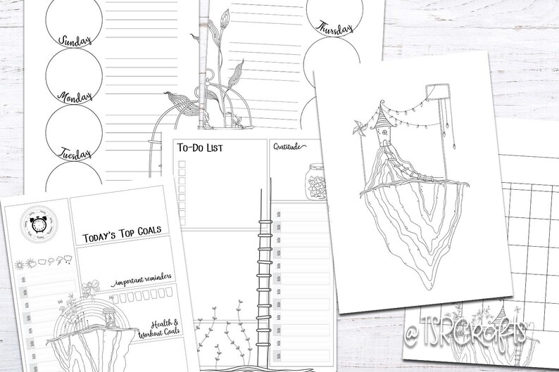 Coloring Book Printable Planner Inserts the Doodle Journal Series ...