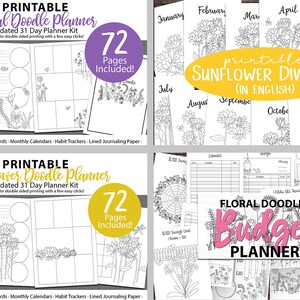 Floral Daily Planner Bundle Printable Undated Monthly, Weekly, and ...