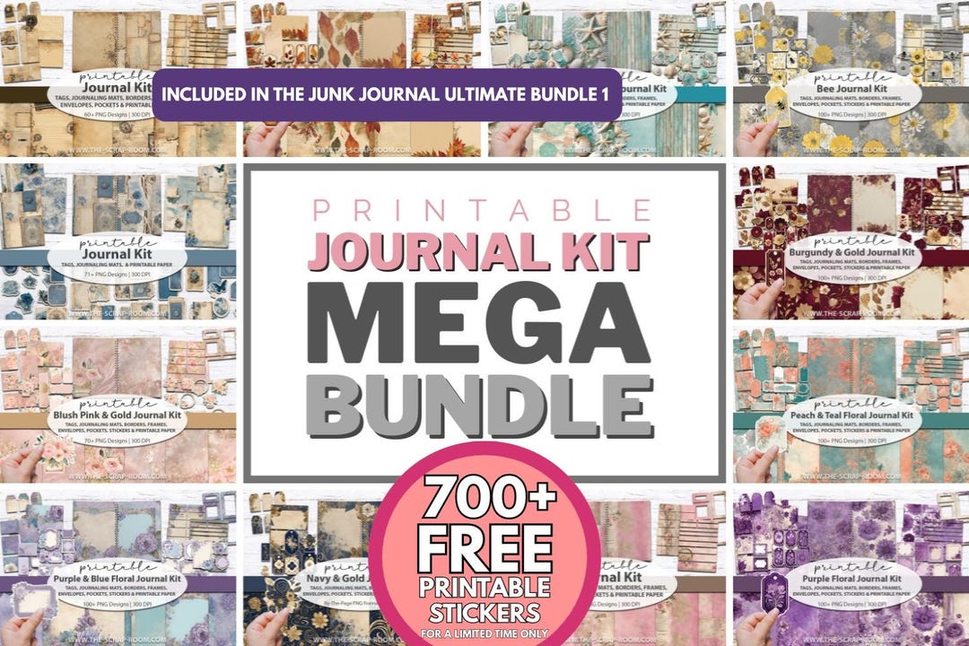 Junk Journal Kit Printable Mega Bundle 1 Vintage Floral Ephemera ...