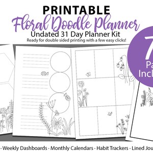 Floral Daily Planner Bundle Printable Undated Monthly, Weekly, and ...