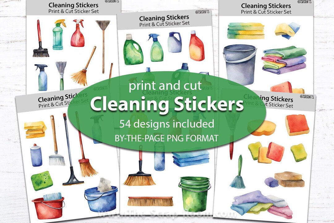 Printable Cleaning Stickers Bundle, 54 Unique Designs, Functional ...