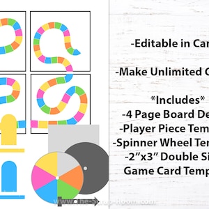 Editable Board Game Template 1B Customizable Game Board Template Canva ...