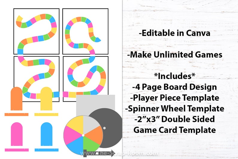 Editable Board Game Template 1B Customizable Game Board Template Canva ...