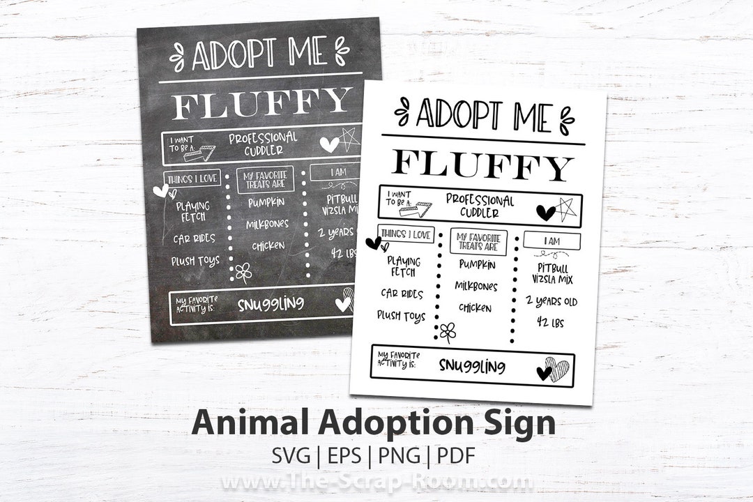 Animal Adoption Sign, Adopt Me Svg, for Foster Dogs, Animal Shelter ...