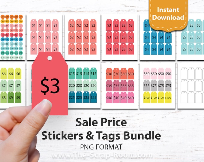 Garage Sale Price Stickers, Price Tags Digital Template Bundle Print ...