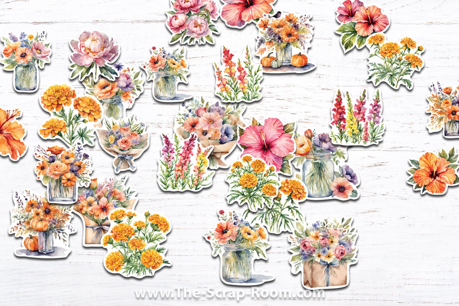 Print and Cut Flower Stickers Printable Stickers Floral Sticker Junk ...