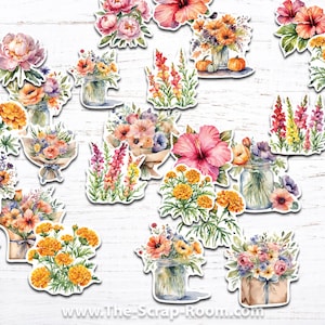Print and Cut Flower Stickers Printable Stickers Floral Sticker Junk ...