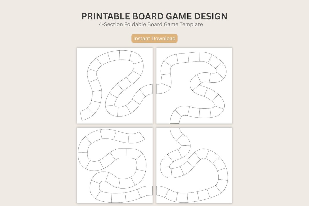 Printable Blank Board Game Templates 4 Pieces Layout Set #3 Game Design ...