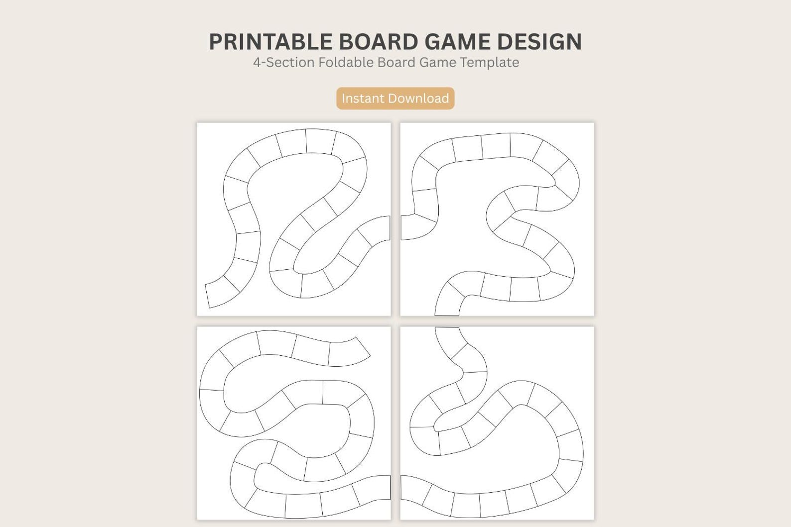 Printable Blank Board Game Templates 4 Pieces Layout Set #3 Game Design ...