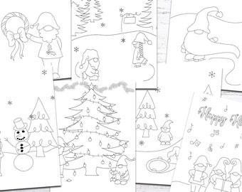 Cute Christmas Dwarf Gnomes Coloring Page - Etsy