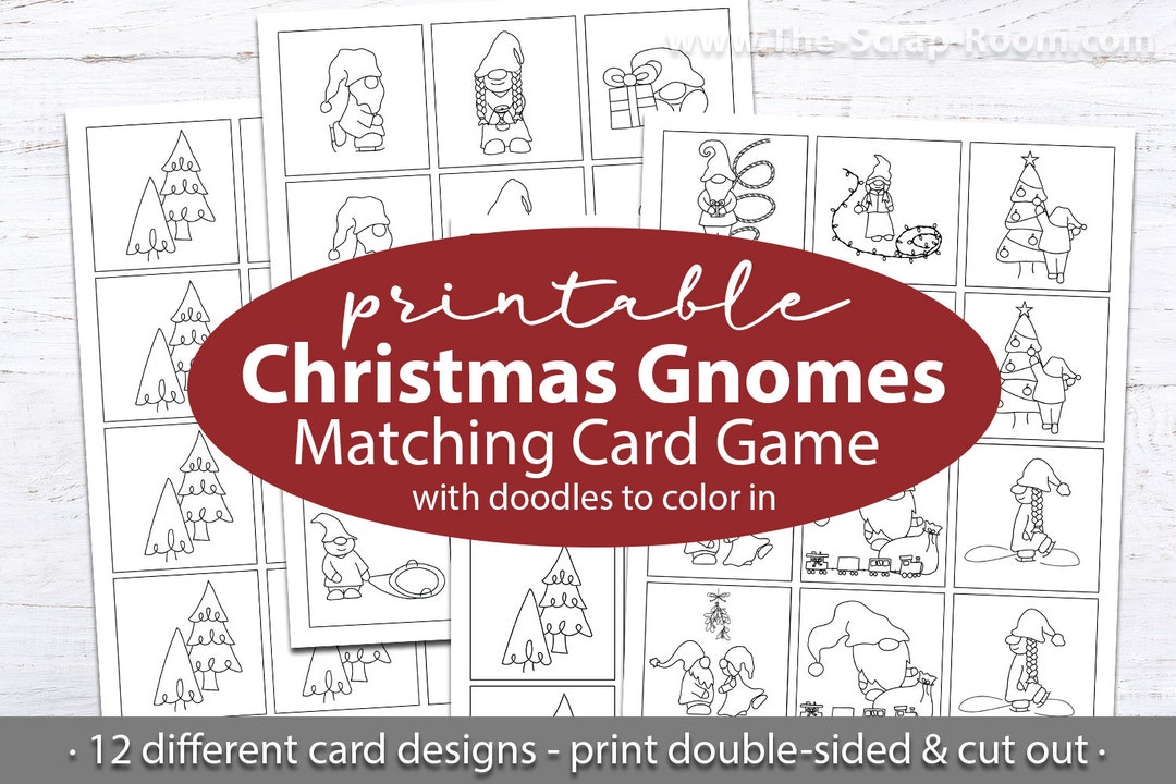 Printable Pairs Matching Game Christmas Gnomes Matching Game for Kids ...