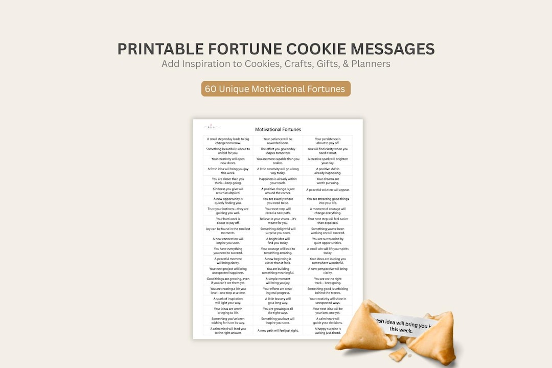 Printable Fortune Cookie Messages Motivational Quote Strips DIY Fortune ...