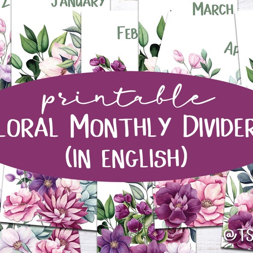 Floral Monthly Divider Pages Printable Monthly Divider - Etsy