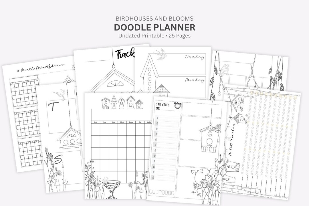 Coloring Book Printable Planner Inserts the Doodle Journal Series ...
