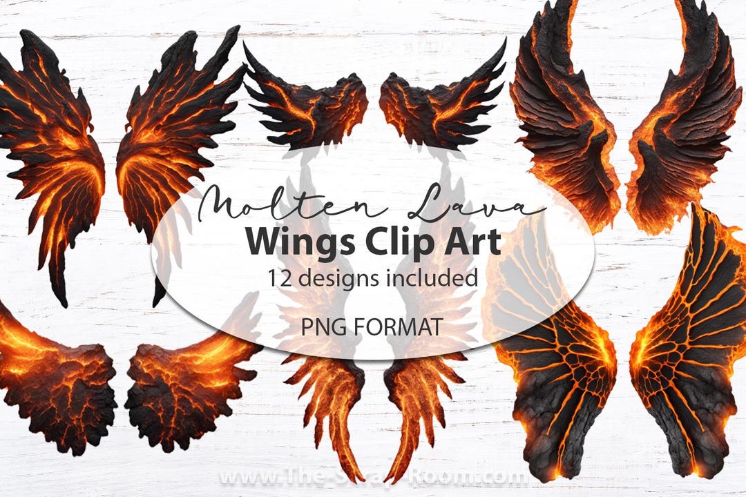 Wings PNG Clip Art Bundle: Molten Lava Wings, Angel Wings, PNG Wings ...
