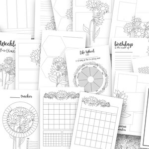 Sunflower Doodle Printable Planner Inserts Floral Planner - Etsy