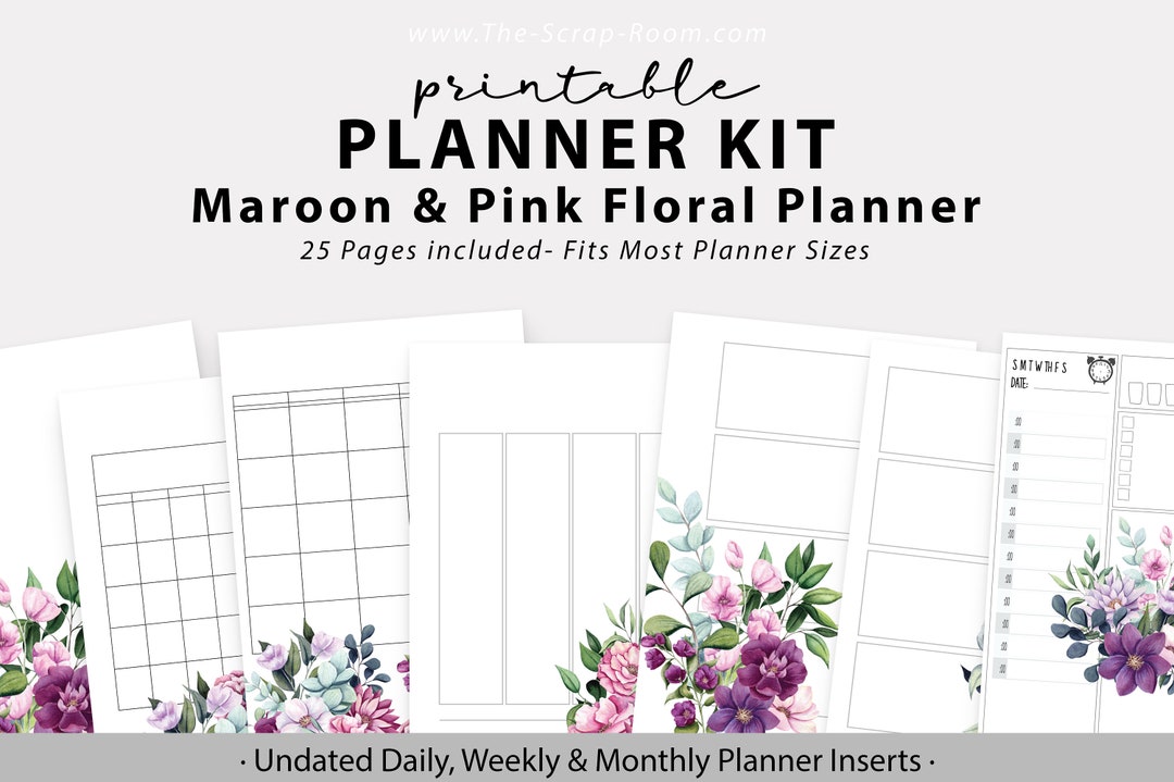 Printable Floral Planner Pages, Planner Inserts Digital Planner Set ...