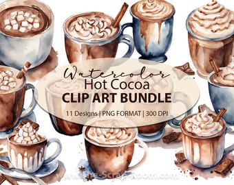 Christmas Hot Chocolate Clipart, Watercolor Hot Cocoa,hot Chocolate ...