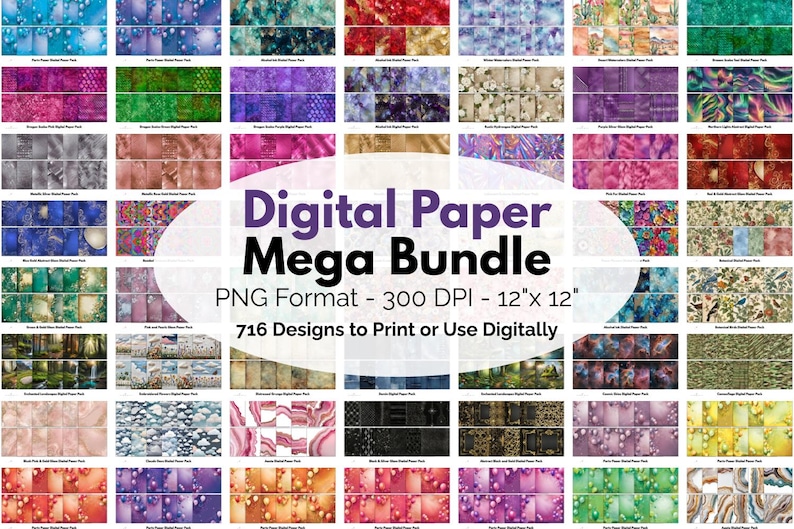 Digital Paper Pack Mega Bundle 1 Backgrounds Textures Printable Paper ...