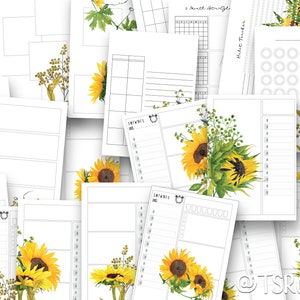 Printable Planner Inserts & Digital Planner Set - Sunflower Watercolor ...