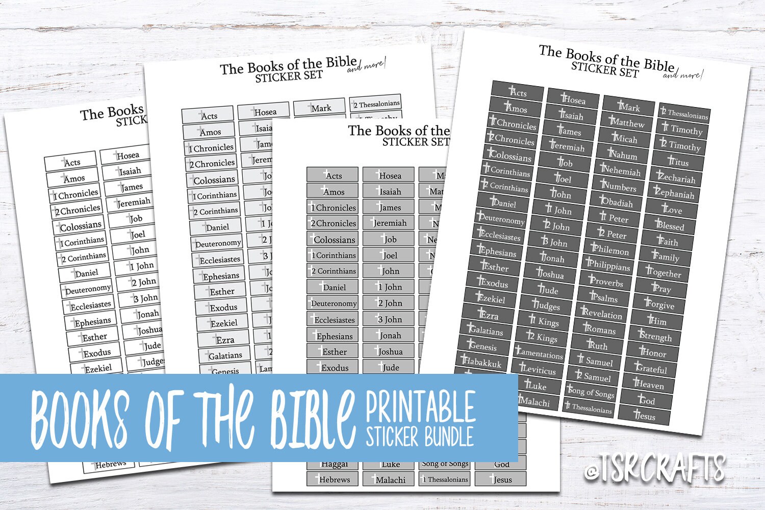 Books of the Bible Printable Sticker Bundle the Grey Bundle 4 Printable ...