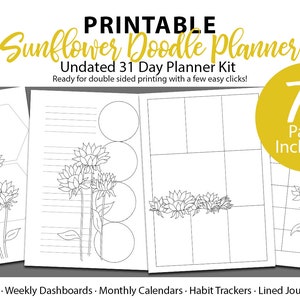 Floral Daily Planner Bundle Printable Undated Monthly, Weekly, and ...