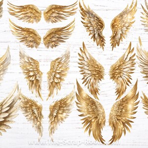 Gold Angel Wings Clip Art Bundle PNG Wings Fairy Wings Gold Wing ...