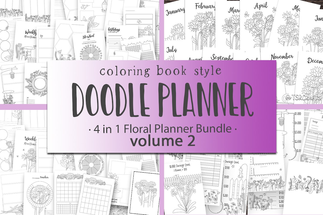 Floral Daily Planner Bundle Printable Undated Monthly, Weekly, and ...