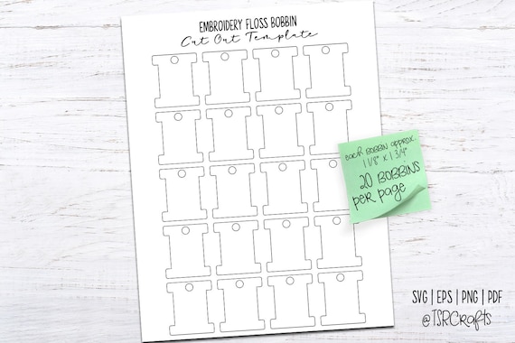 Embroidery Floss Bobbin Template Printable Template Plus Cut | Etsy