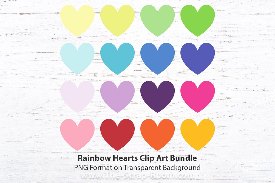 Heart Clip Art Bundle 16 Hearts in Different Colors in PNG Format on ...