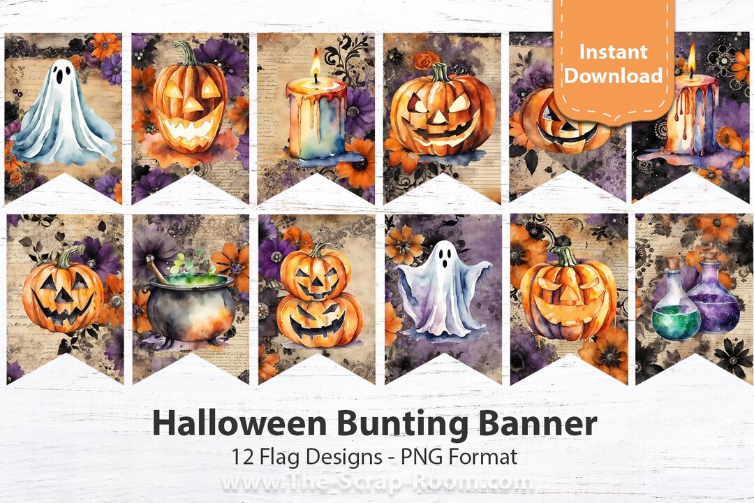 Printable Halloween Bunting Banner, Halloween Banner, Bunting Flags ...