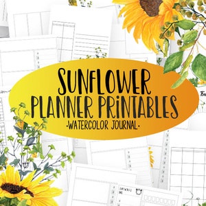 Printable Planner Inserts & Digital Planner Set - Sunflower Watercolor ...
