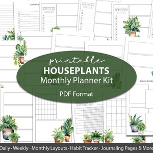 Houseplants Printable Planner Inserts Printable Floral Planner, Planner ...