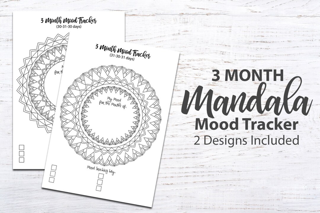 Printable Mood Tracker: 3 Month Mandala Mood Tracker 2 Designs Included ...