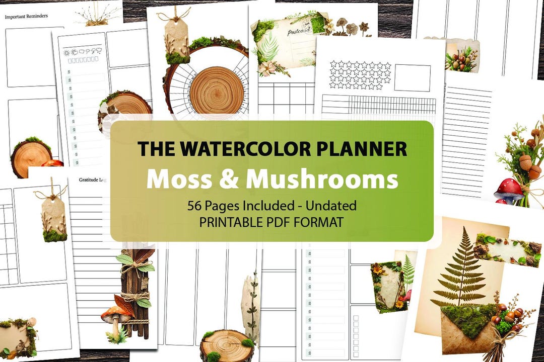Printable Planner Inserts A5 Nature Planner Pages Moss and Mushrooms ...