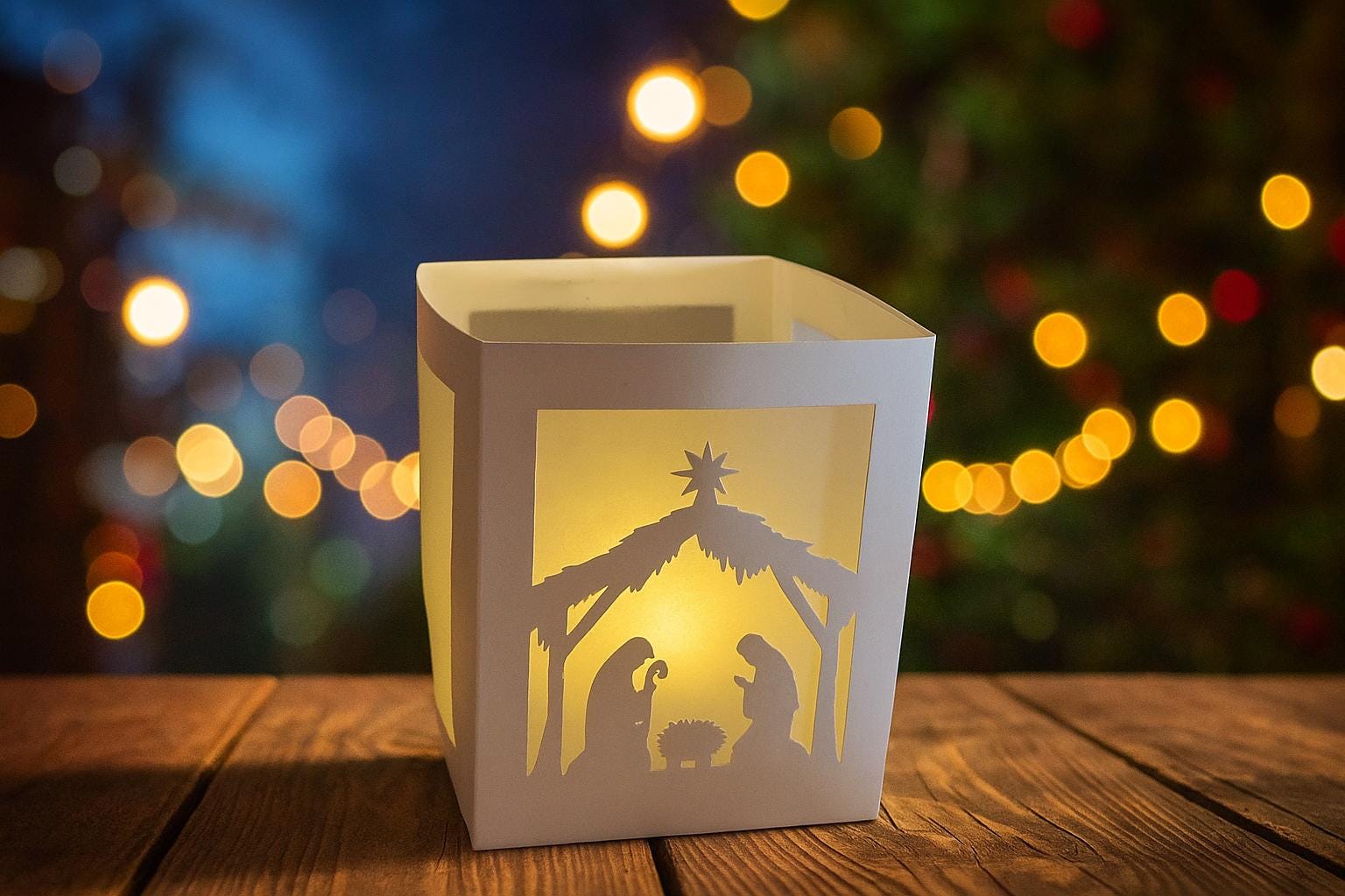 Nativity Paper Lantern Template Christmas Luminary Lantern Cut File ...