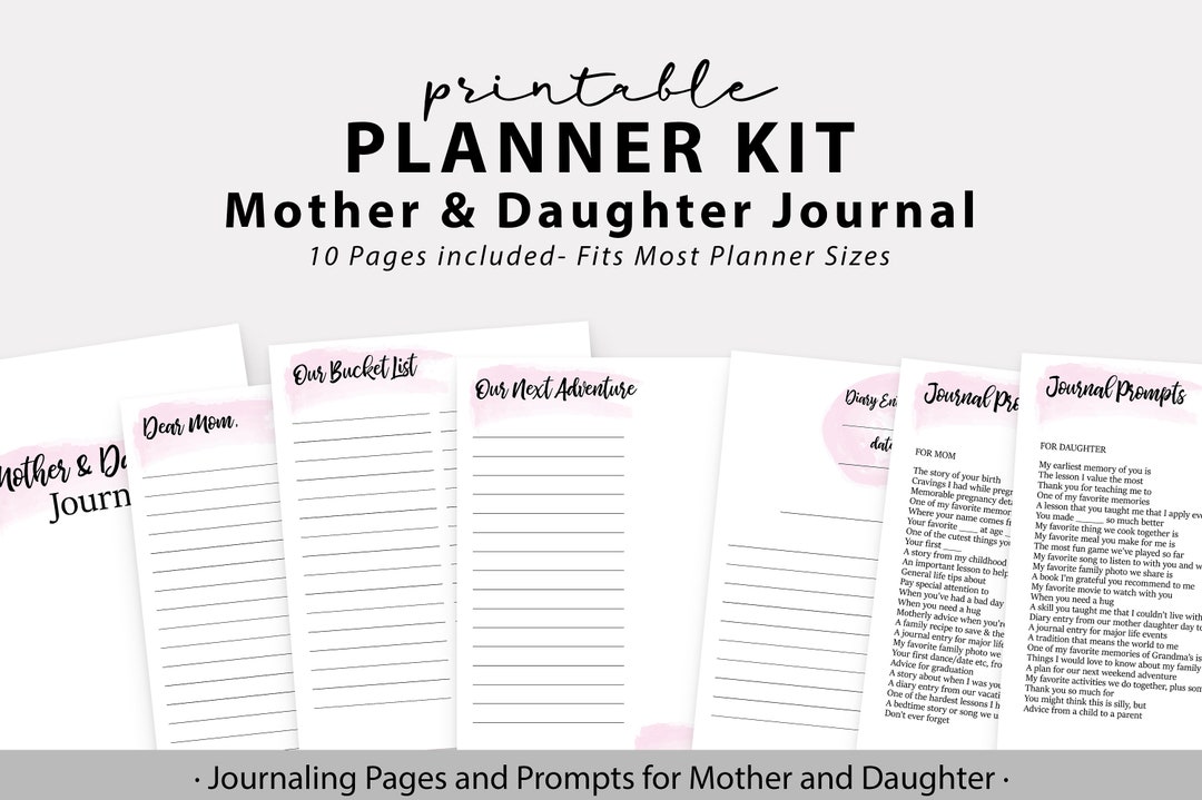 Mom Journal Mother And Daughter Printable Journal Set 10 Undated Pages