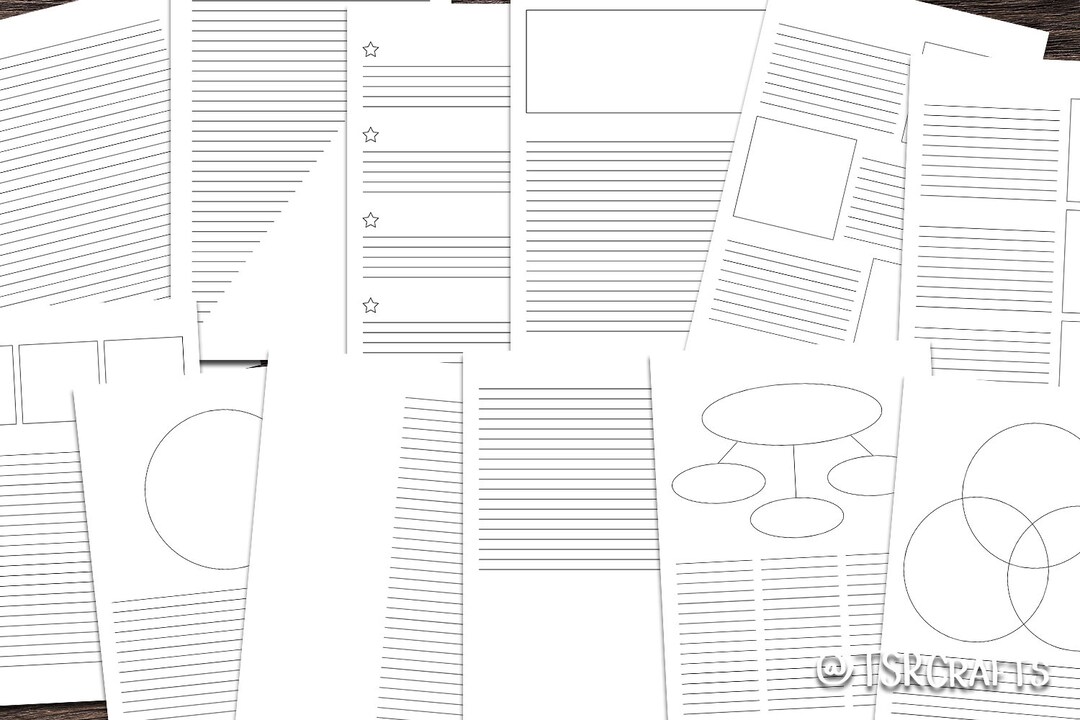 Lined Paper Printable Templates Bundle 12 Lined Paper Designs for Note ...