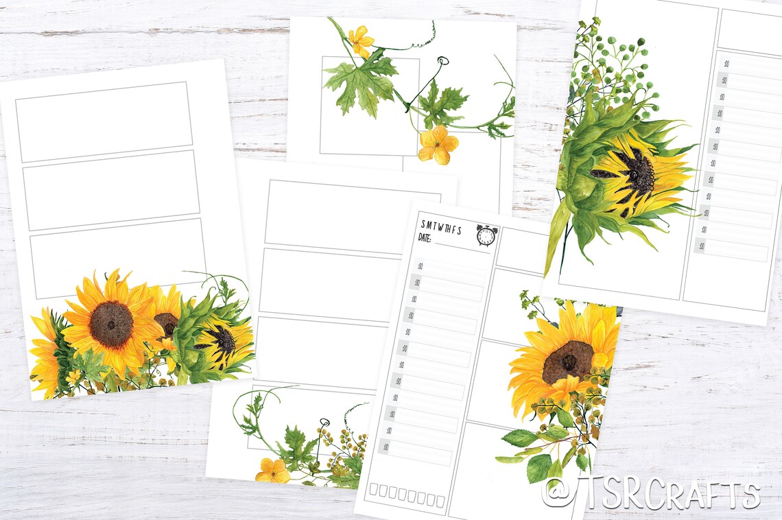 Printable Planner Inserts & Digital Planner Set Sunflower | Etsy