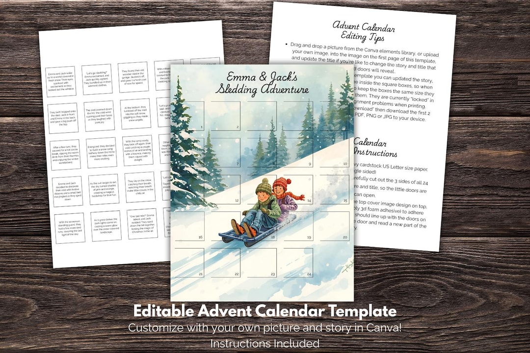 Editable Advent Calendar Template Christmas Craft December Christmas ...