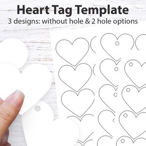 Heart Hang Tag Template 2.5" Heart Tags Template - Etsy