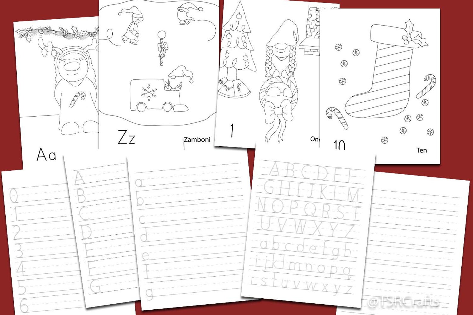 Christmas Coloring Pages and Practice Writing Pages for Kids - Letters ...