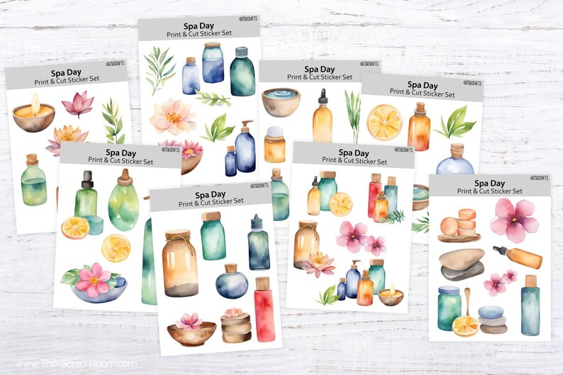Sticker Bundle Watercolor Printable Stickers for Junk Journal Scrapbook ...