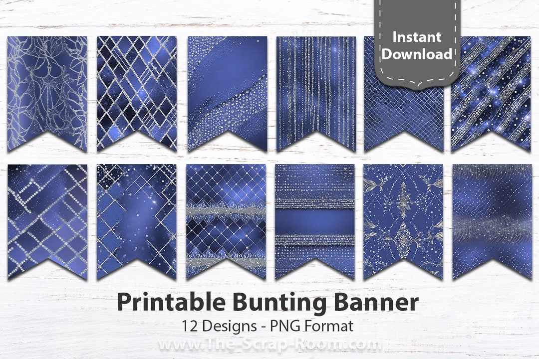 Printable Bunting Banner, Blue Banner, Bunting Flags, Bunting Banner ...