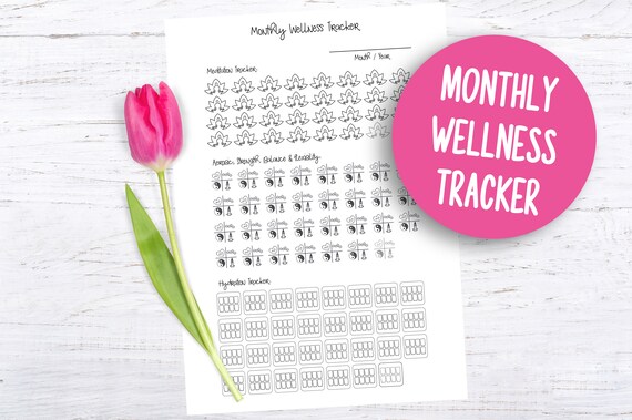 Printable Monthly Wellness Tracker Instant Digital Download | Etsy