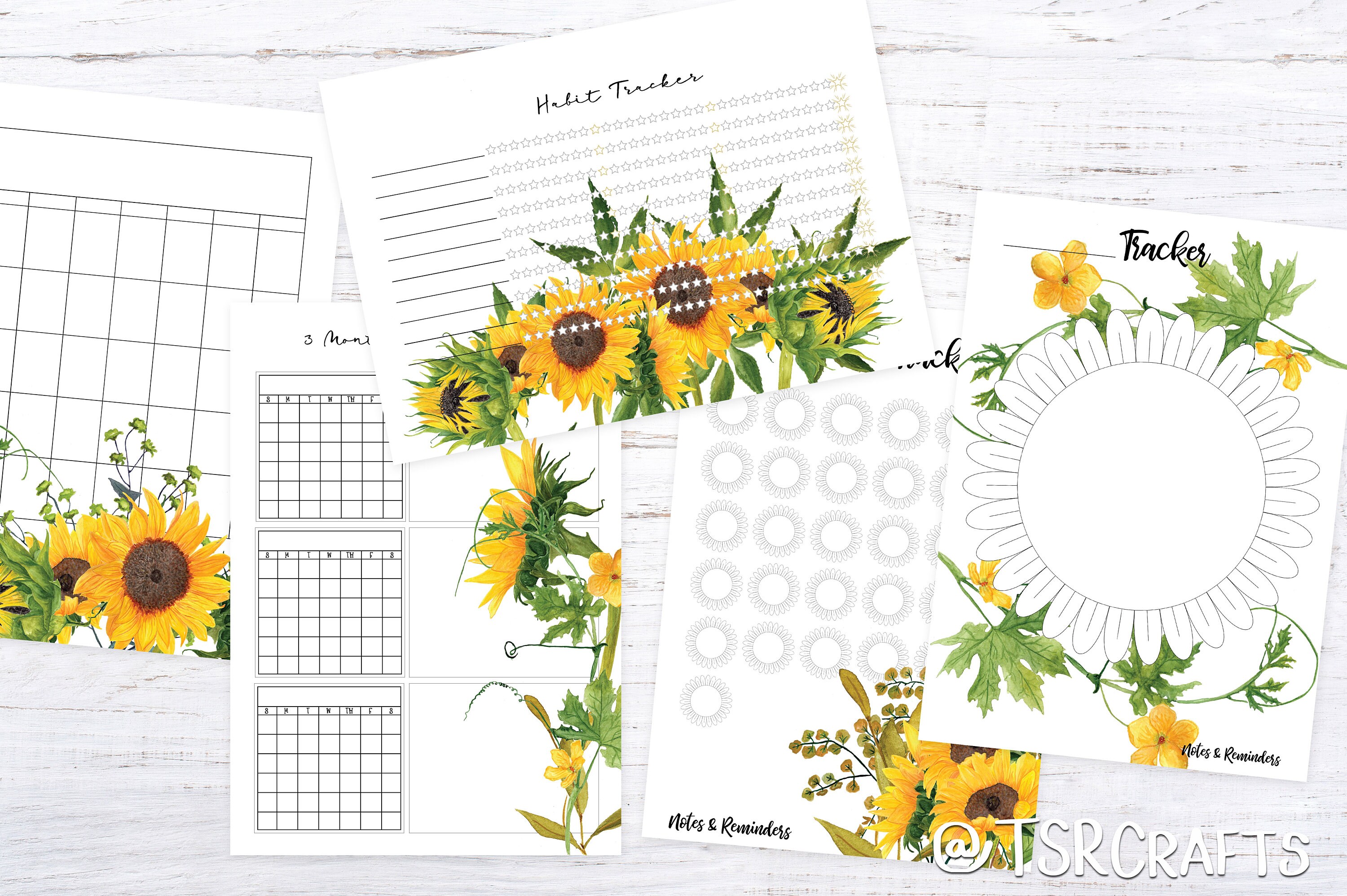Printable Planner Inserts & Digital Planner Set Sunflower | Etsy
