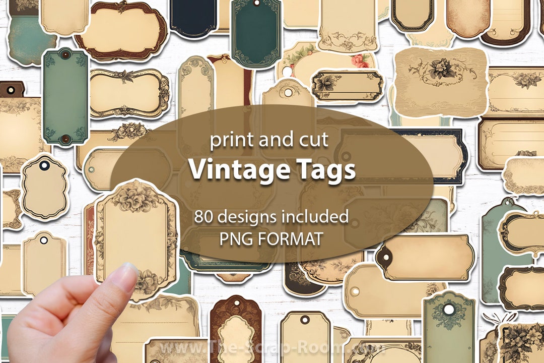Vintage Tags Print and Cut Set: Tag Png, Old Tag, Antique Tags ...
