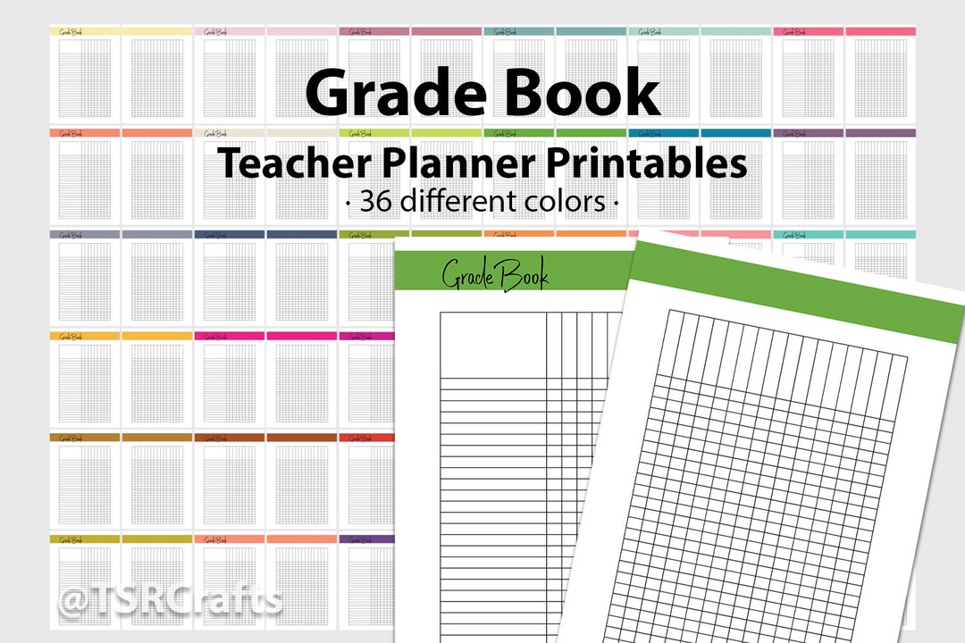 Teacher's Grade Book Printable Planner Templates Bundle Teacher Journal ...