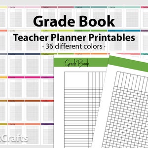 Teacher's Grade Book Printable Planner Templates Bundle Teacher Journal ...